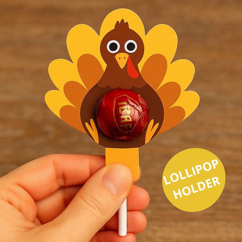 Manualidad de piruleta de pavo para Acción de Gracias para niños ...