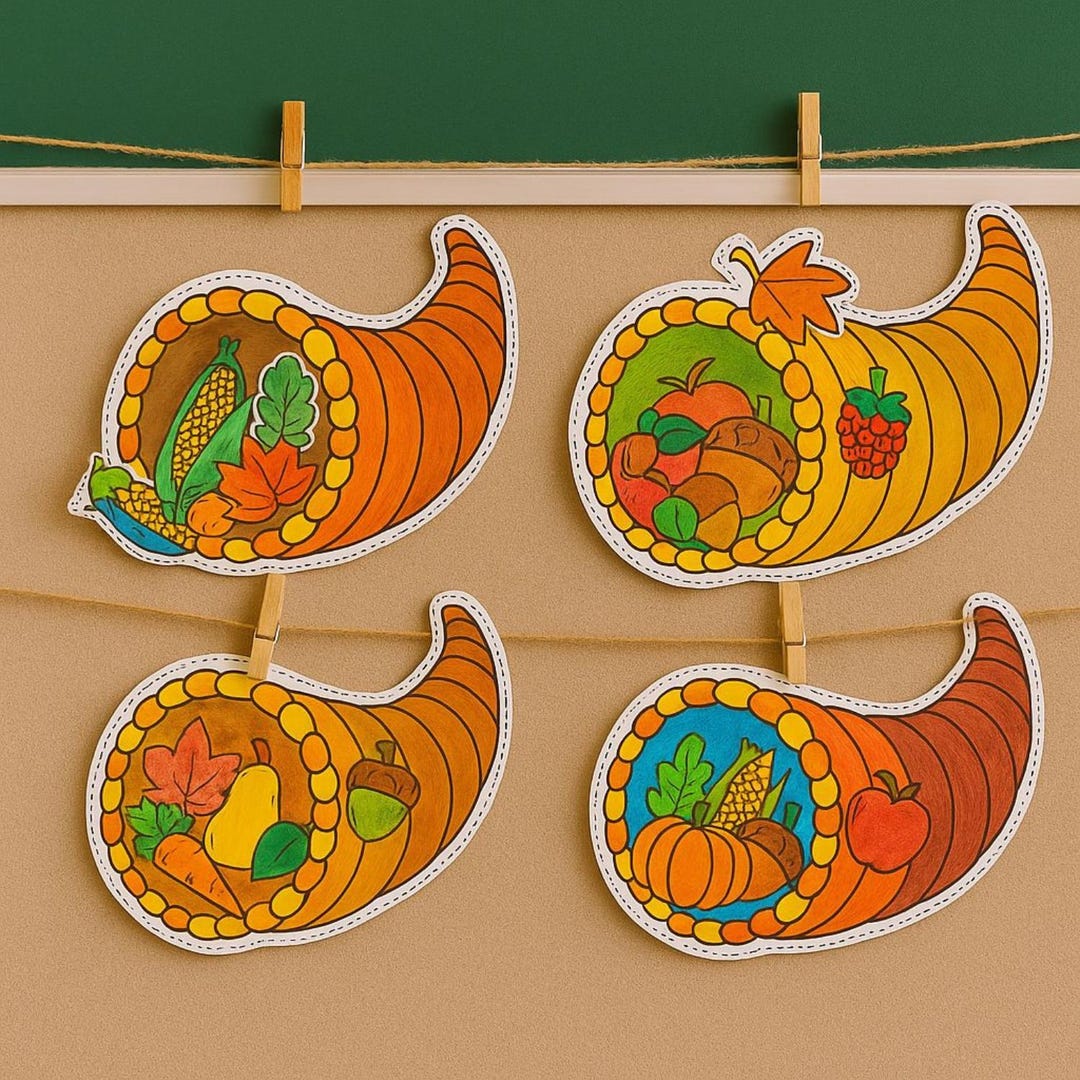 Thanksgiving Cornucopia Craft for Kids | Printable Fall Gratitude ...