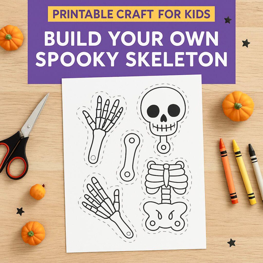 Build a Skeleton: Printable Halloween Activity for Kids. Cut-and-paste ...