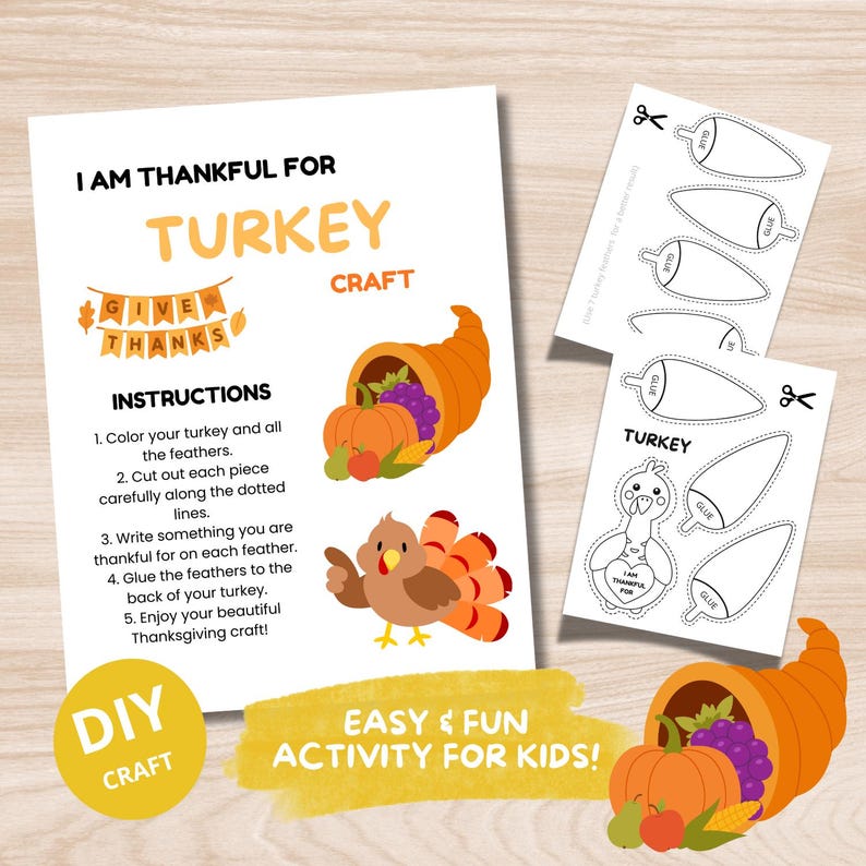 Manualidad de pavo de Acción de Gracias para niños / Actividad de ...