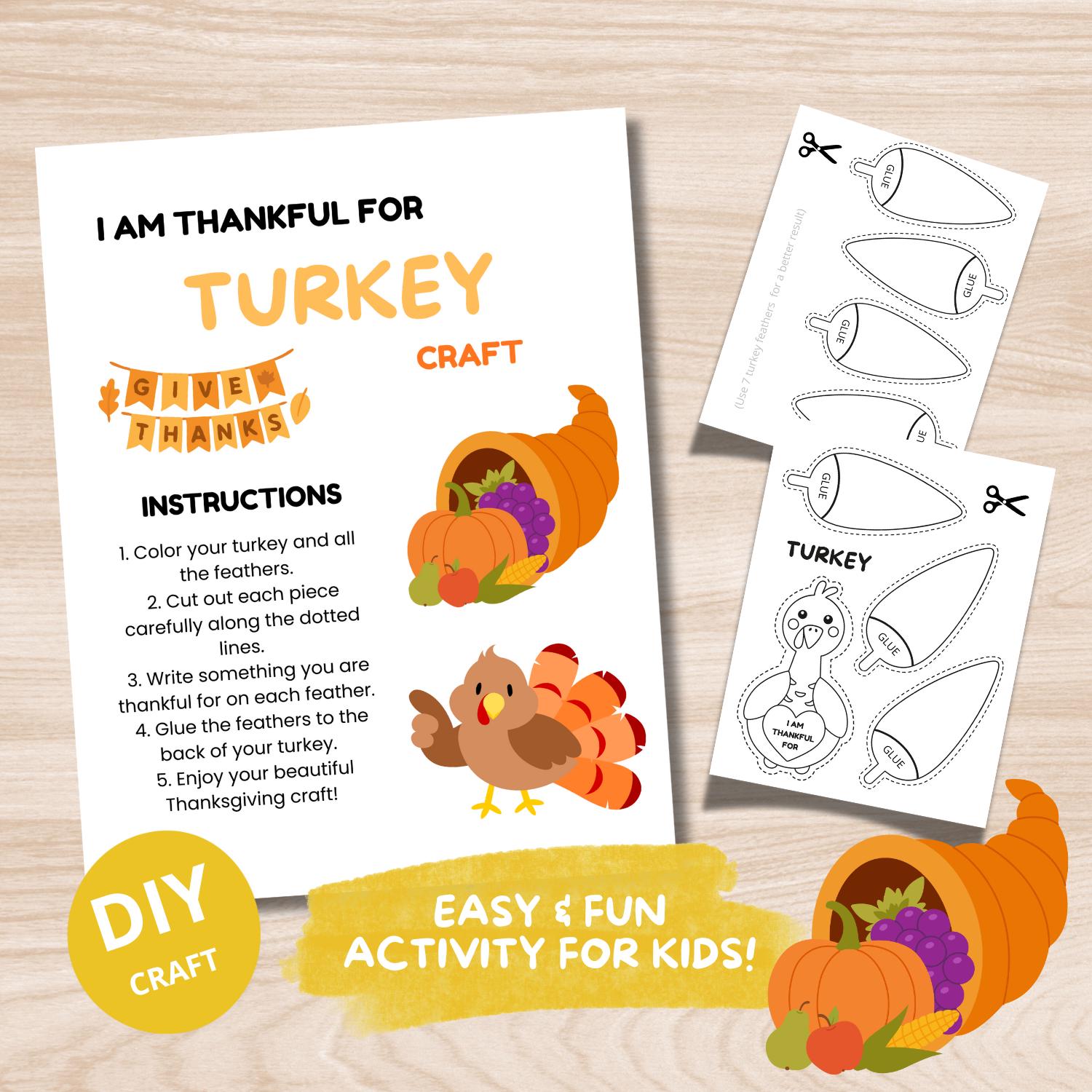 Manualidad de pavo de Acción de Gracias para niños / Actividad de ...