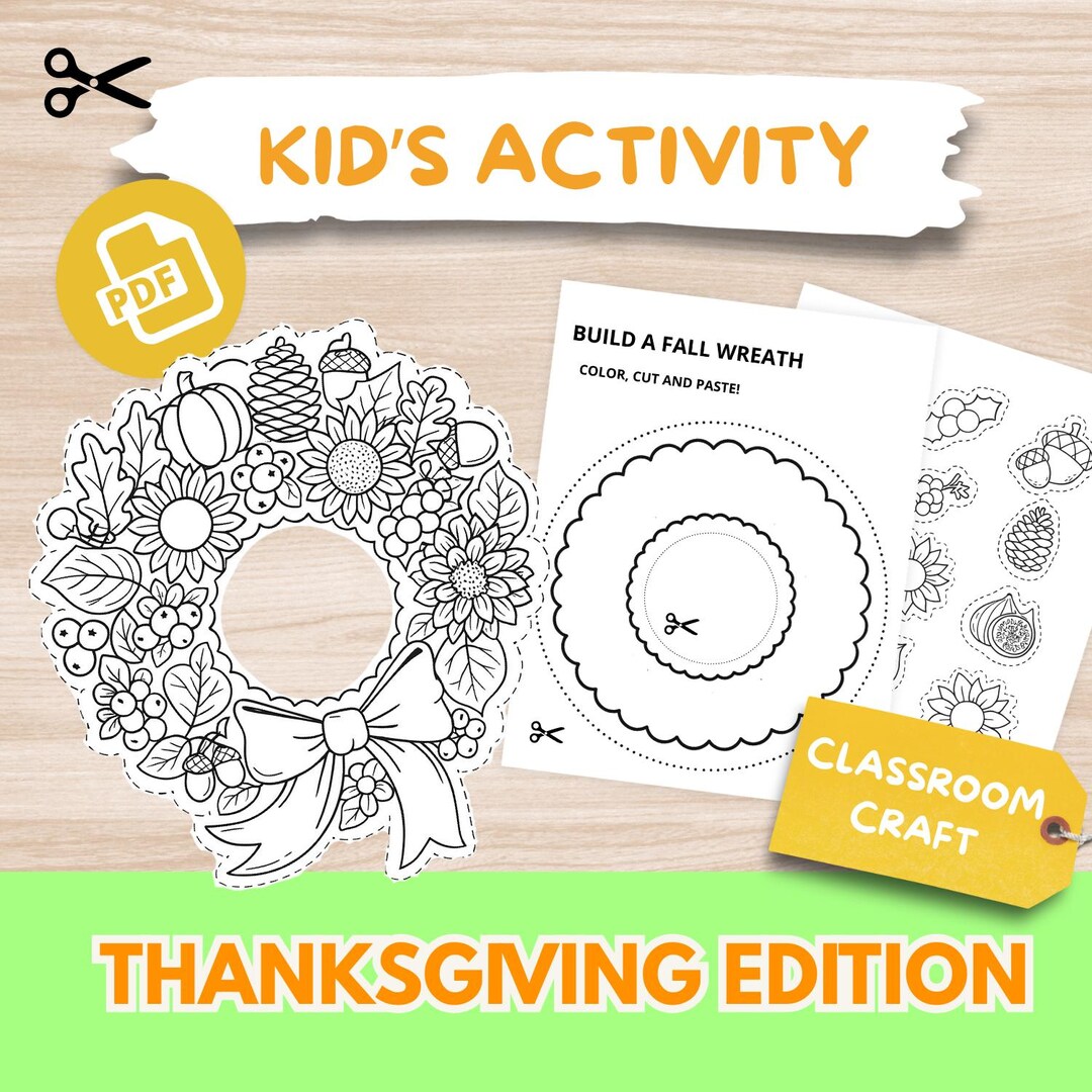 Thanksgiving Fall Wreath Craft for Kids – Printable DIY Activity ...