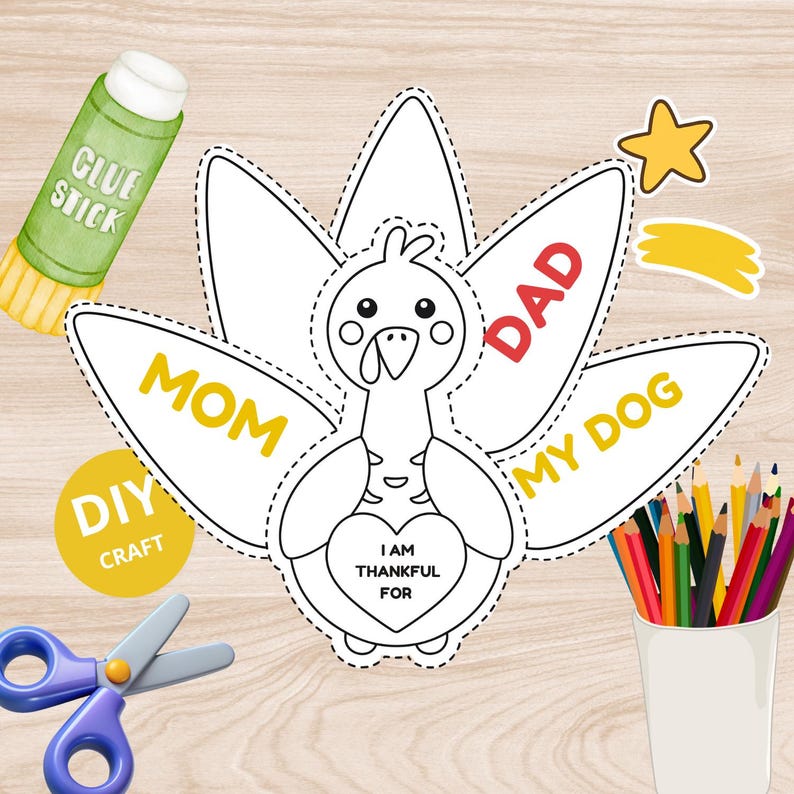 Manualidad de pavo de Acción de Gracias para niños / Actividad de ...