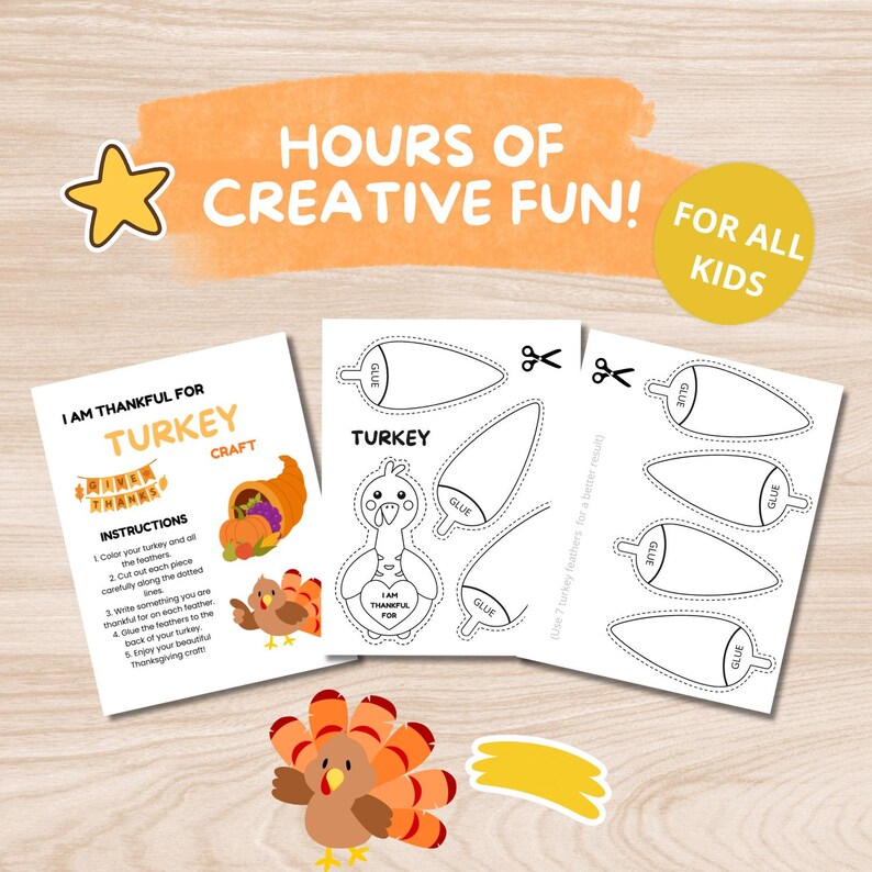 Manualidad de pavo de Acción de Gracias para niños / Actividad de ...