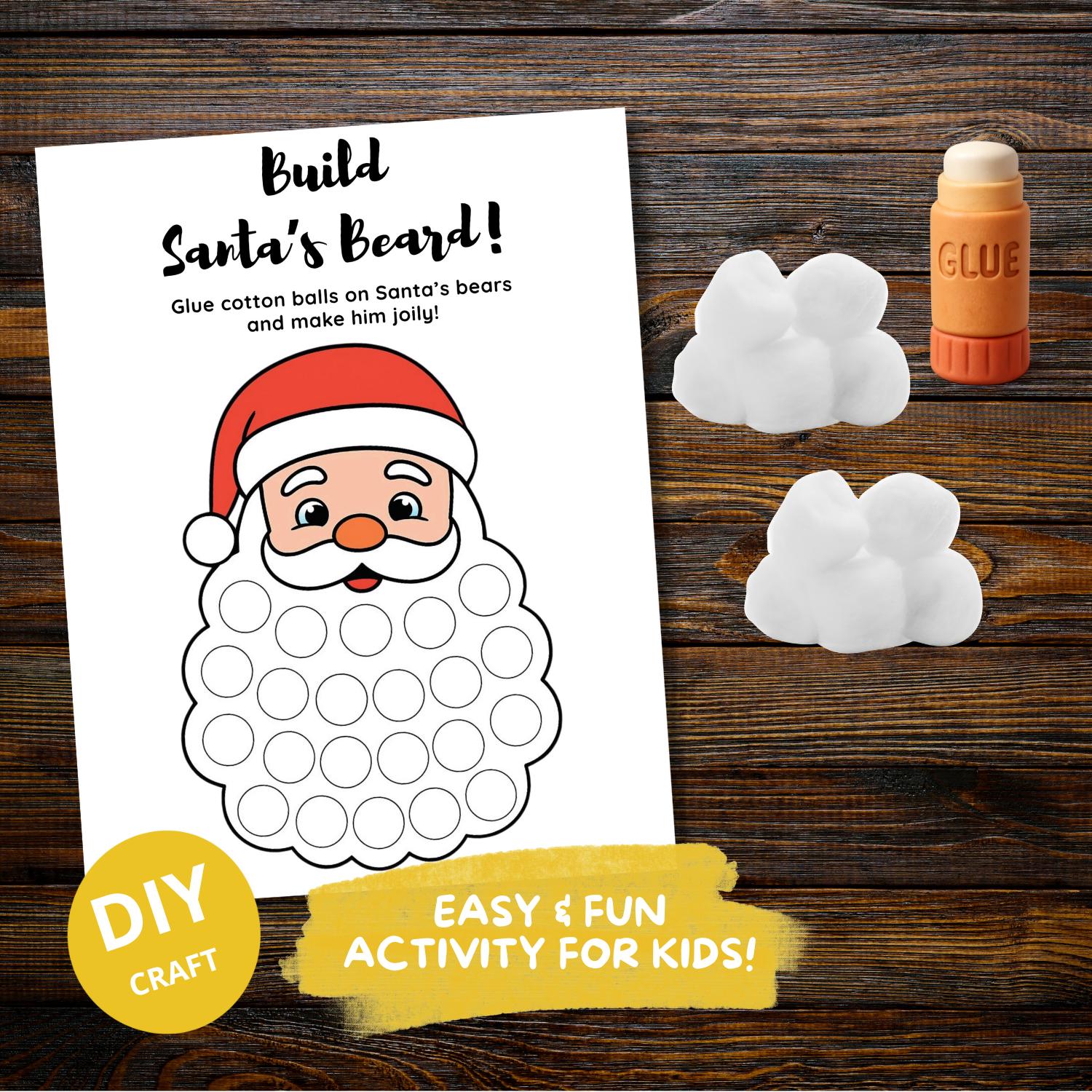 Build Santa’s Beard Craft Printable | Christmas Activity for Kids ...
