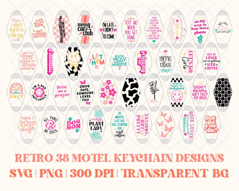 38 Retro Motel Keychain SVG Bundle | Vintage Motel Keychain Designs ...