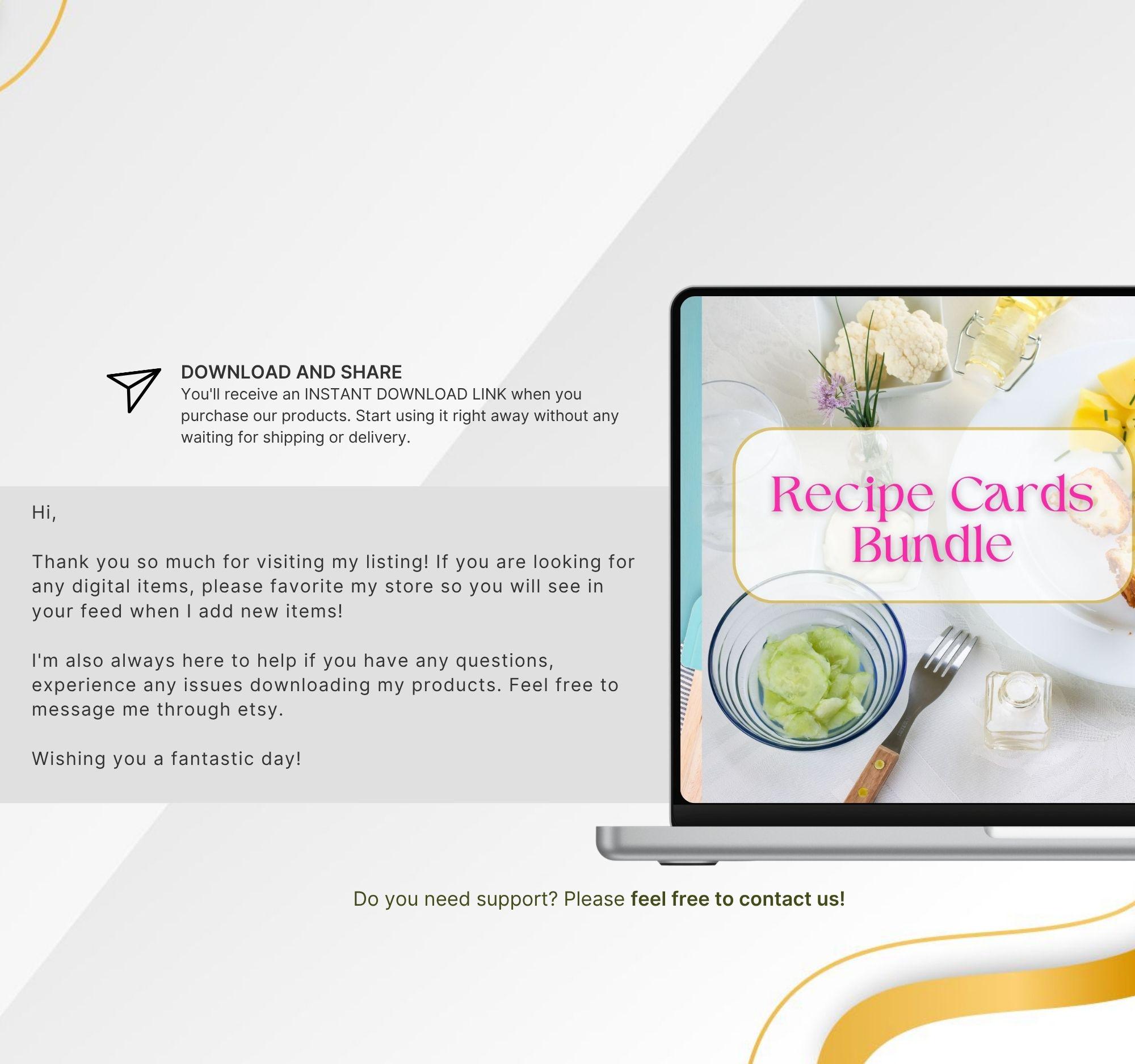 Recipe Card Bundle Printable: Kitchen Meal Planner & Cooking Organizer ...