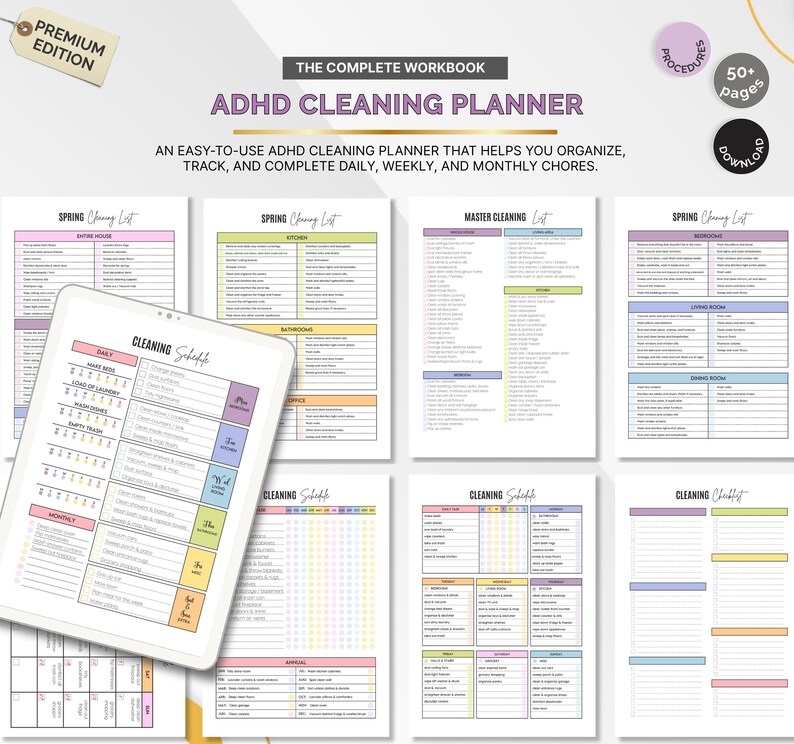 ADHD Cleaning Planner Printable | Daily & Weekly Cleaning Checklist for ...