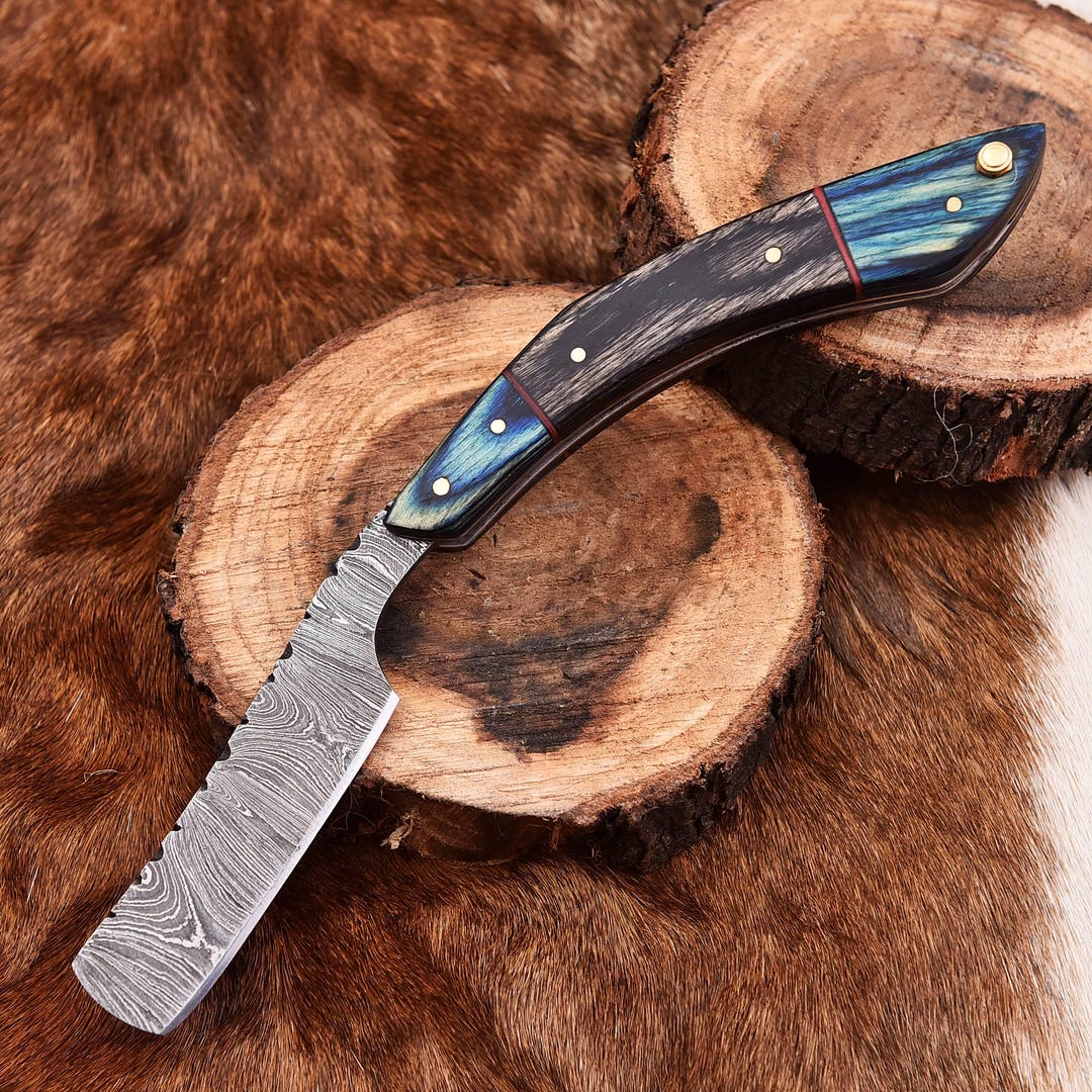 Damascus Steel Straight Razor Unique Barber Blade Razor Gift for ...