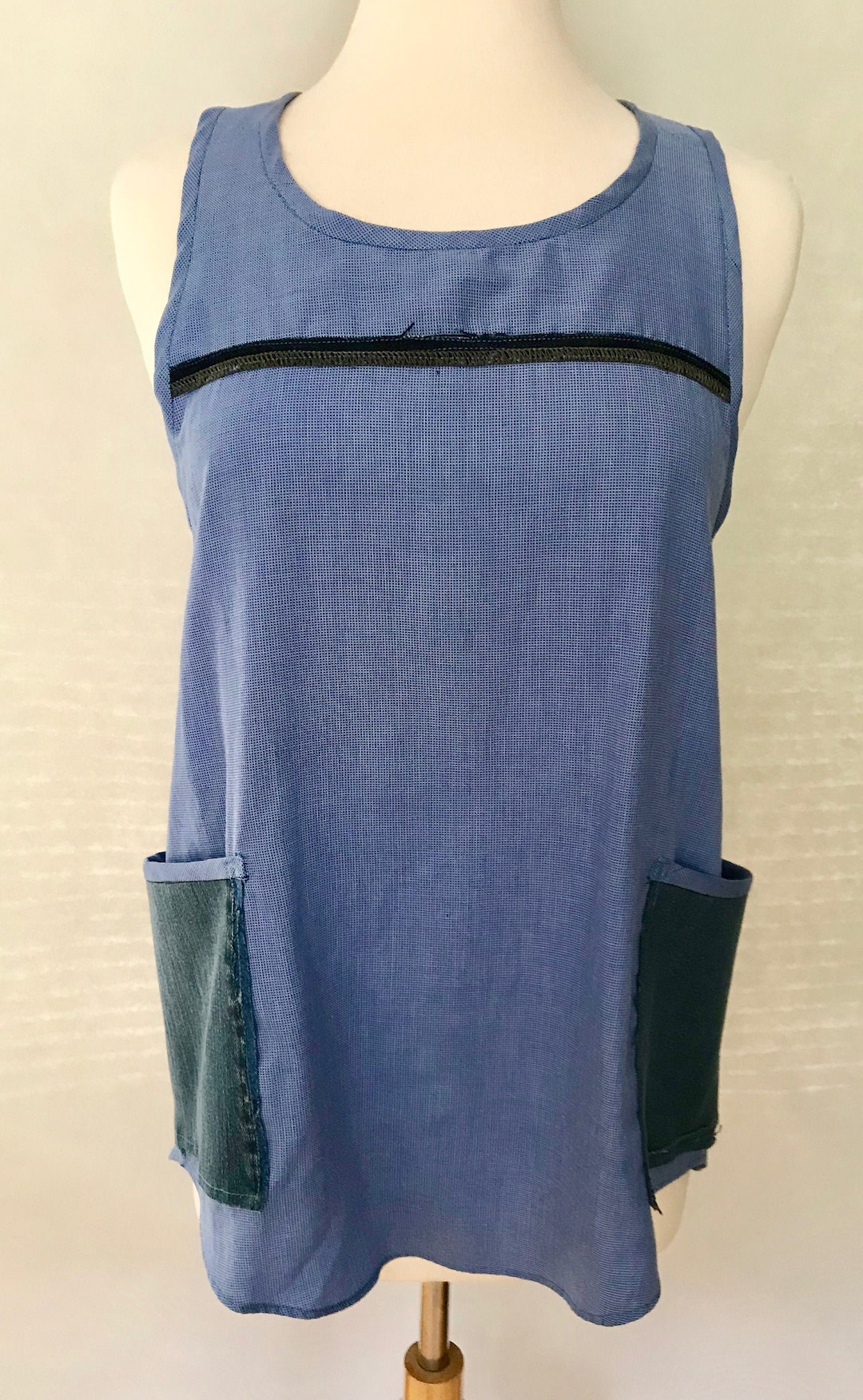 Modern Pinafore / Apron Top Made From a Men's Shirt, Recycled, Size M ...