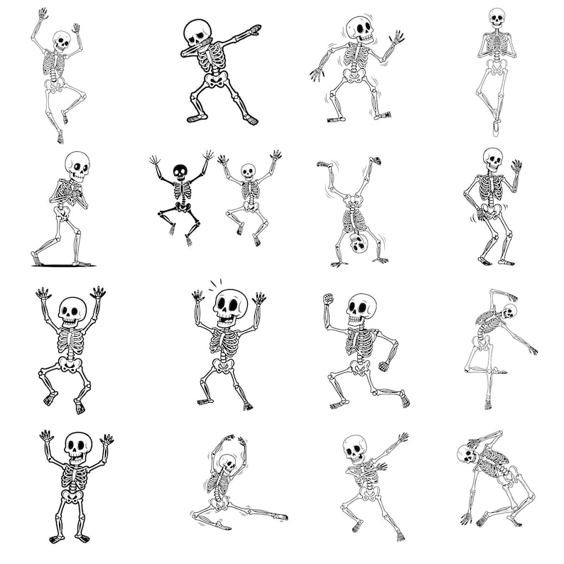 Funny Skeleton SVG Bundle | Dancing Halloween Clipart PNG - Etsy