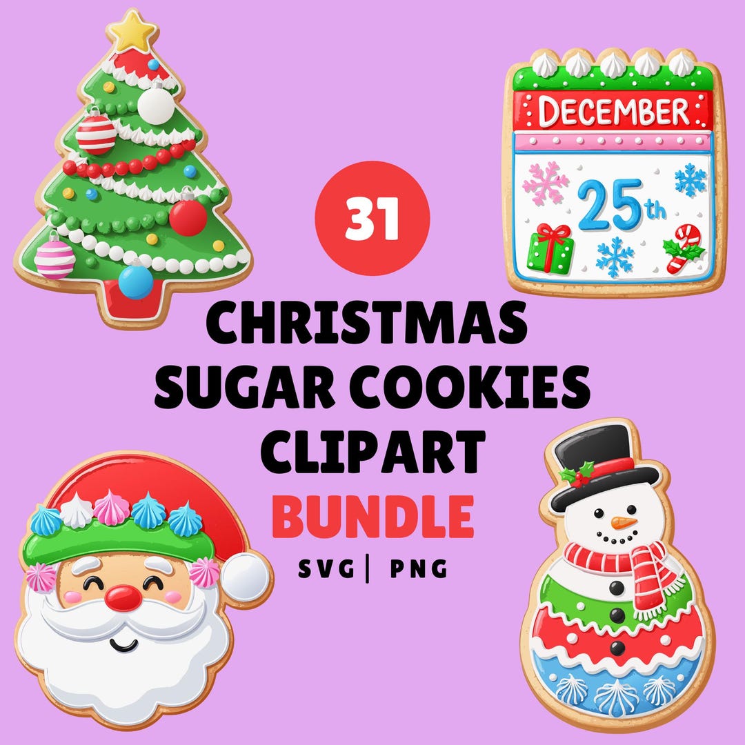 Christmas Sugar Cookie Clipart Bundle SVG PNG - Etsy