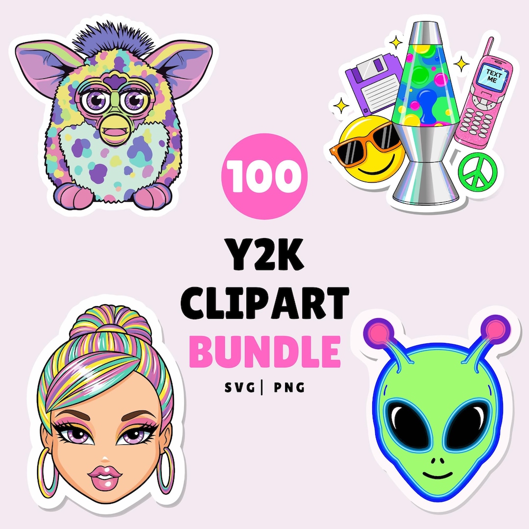 Y2K Clipart Bundle SVG PNG: Retro 2000s Millennium Sublimation Stickers ...