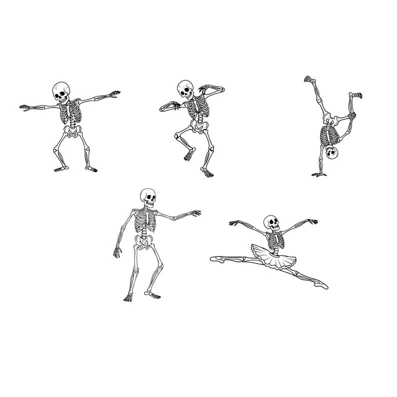 Funny Skeleton SVG Bundle | Dancing Halloween Clipart PNG - Etsy