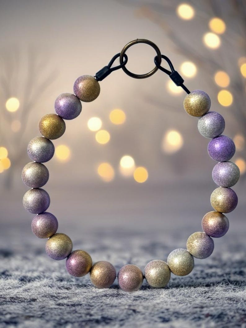 Purple Frost Winter Beaded Dog Collar – Matte Gold, Lavender & Pearl ...