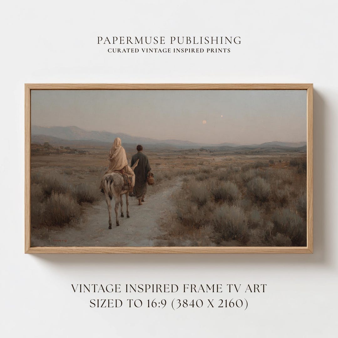 Journey to Bethlehem, Christian Frame TV Art, Mary and Joseph Artwork ...