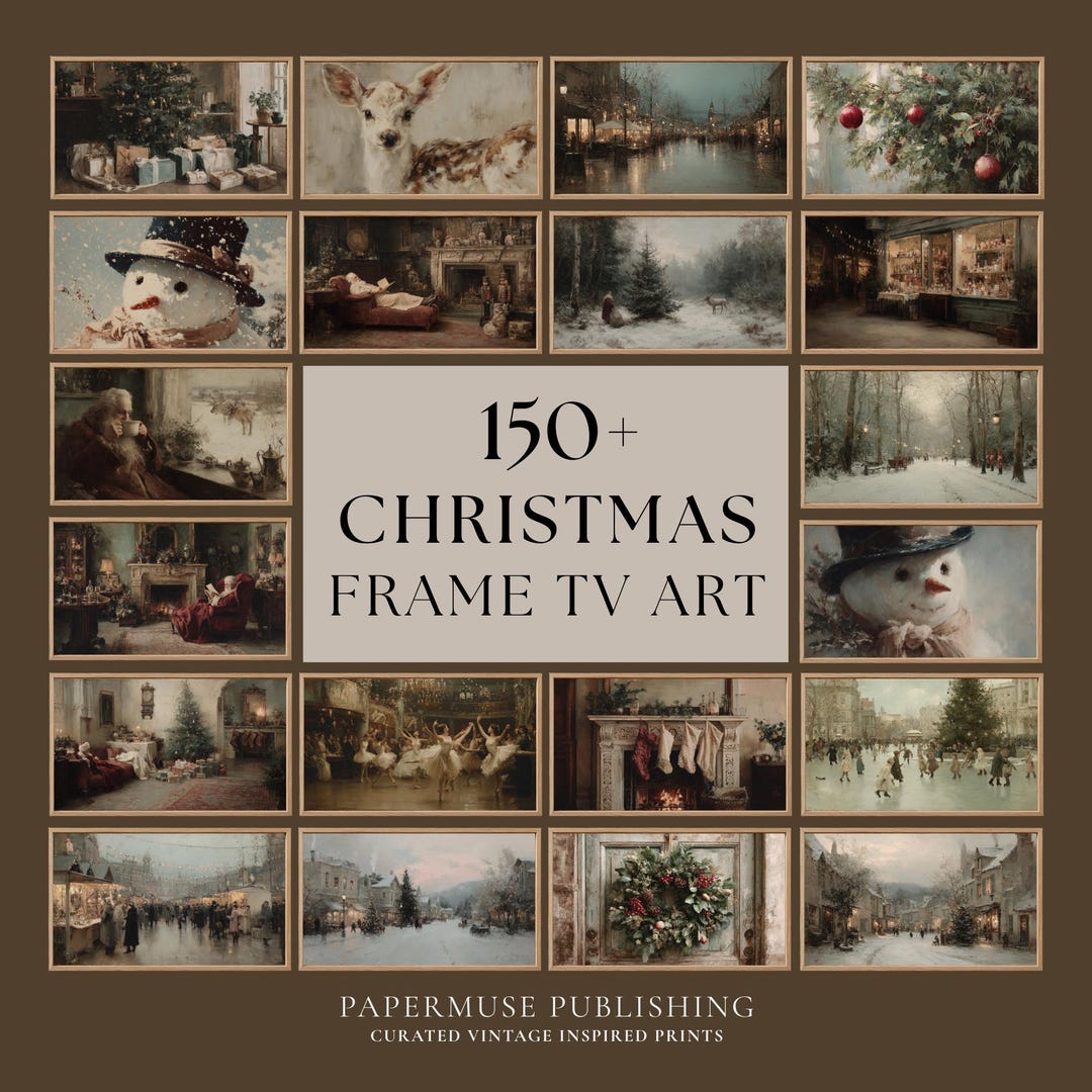 Vintage Christmas Frame TV Bundle #2, Winter Frame TV Art Set ...