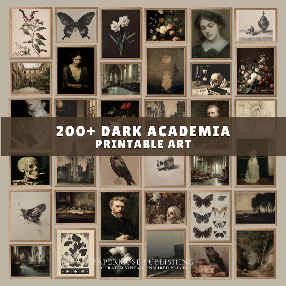 Dark Academia Printable Art Set, 200+ Vintage Gothic Prints, Moody ...