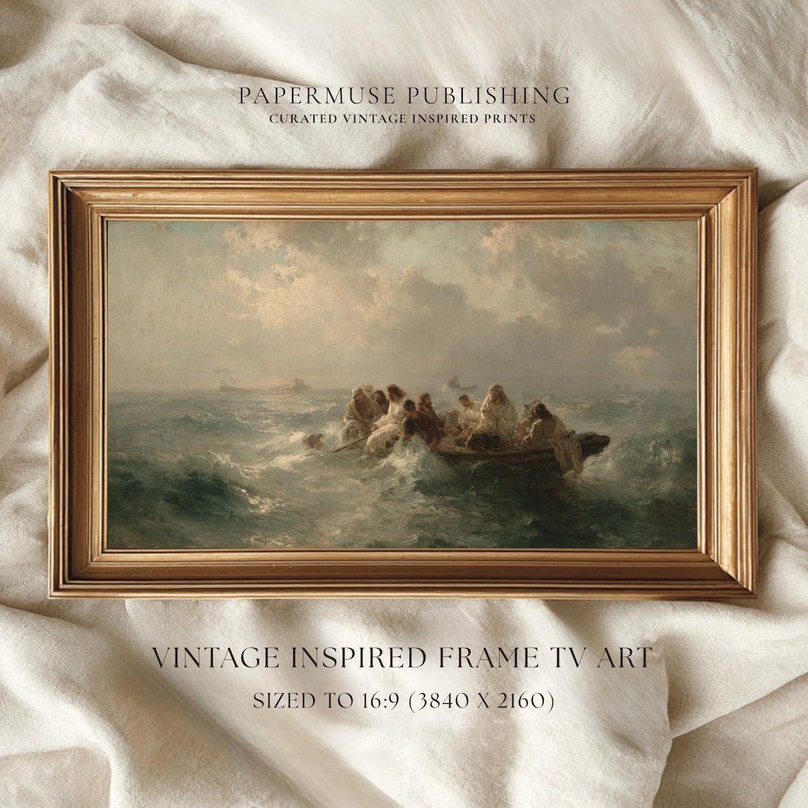 Jesus Calms the Storm, Christian Frame TV Art, Biblical Ocean Print ...