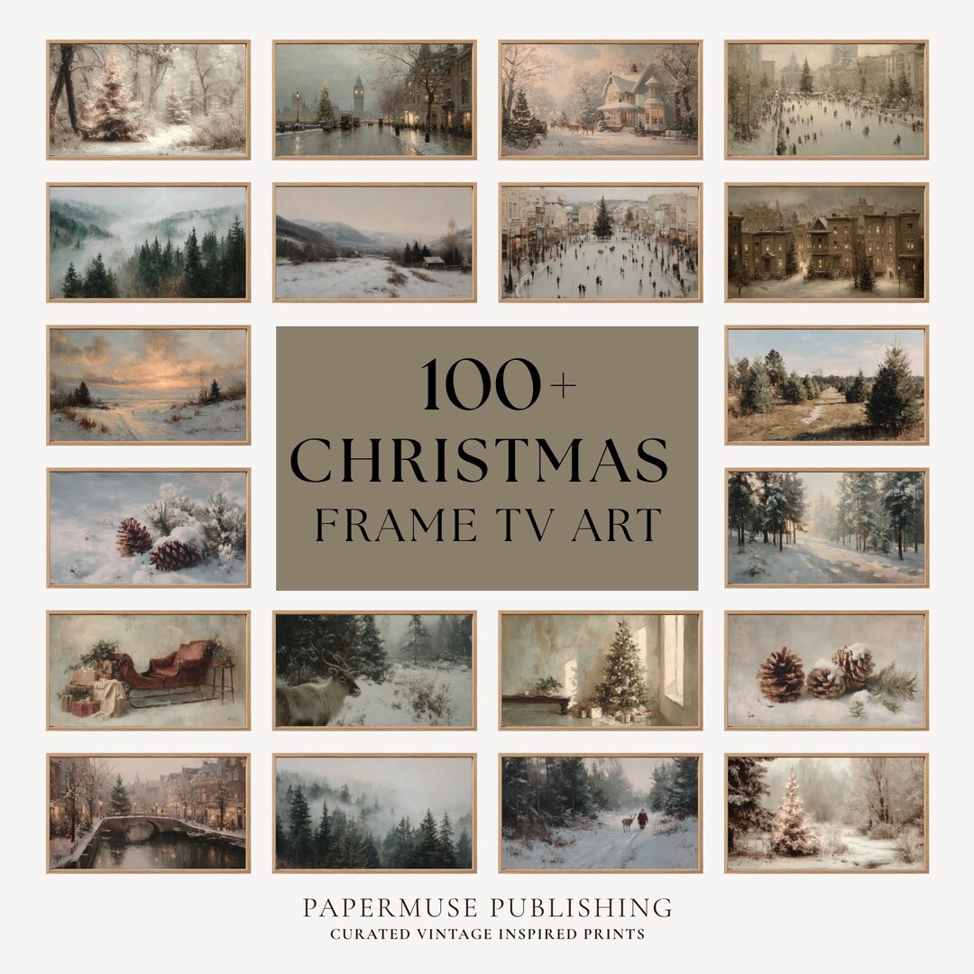 Vintage Christmas Frame TV Bundle, Winter Frame TV Art Set, Christmas ...