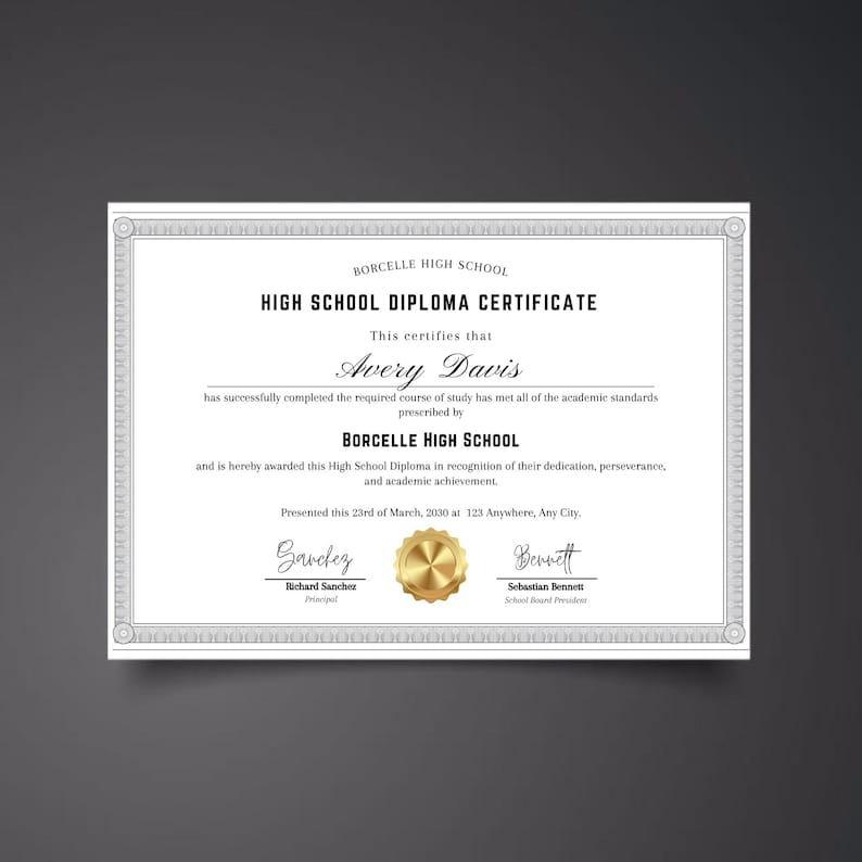 Editable High School Diploma Template: Graduation Replica (canva ...
