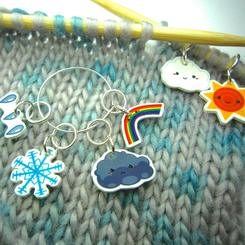 Weather Stitch Marker Set of 6 Rainbow Sun Cloud Stitch - Etsy