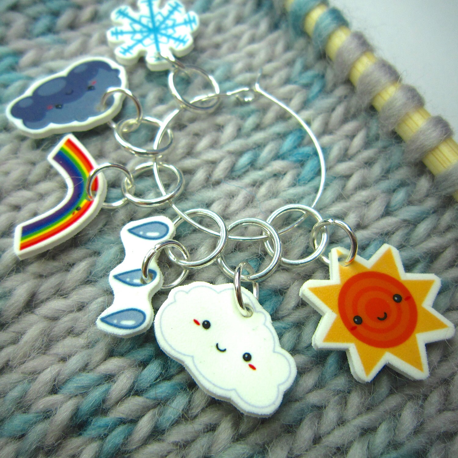 Weather Stitch Marker Set of 6 Rainbow Sun Cloud Stitch | Etsy