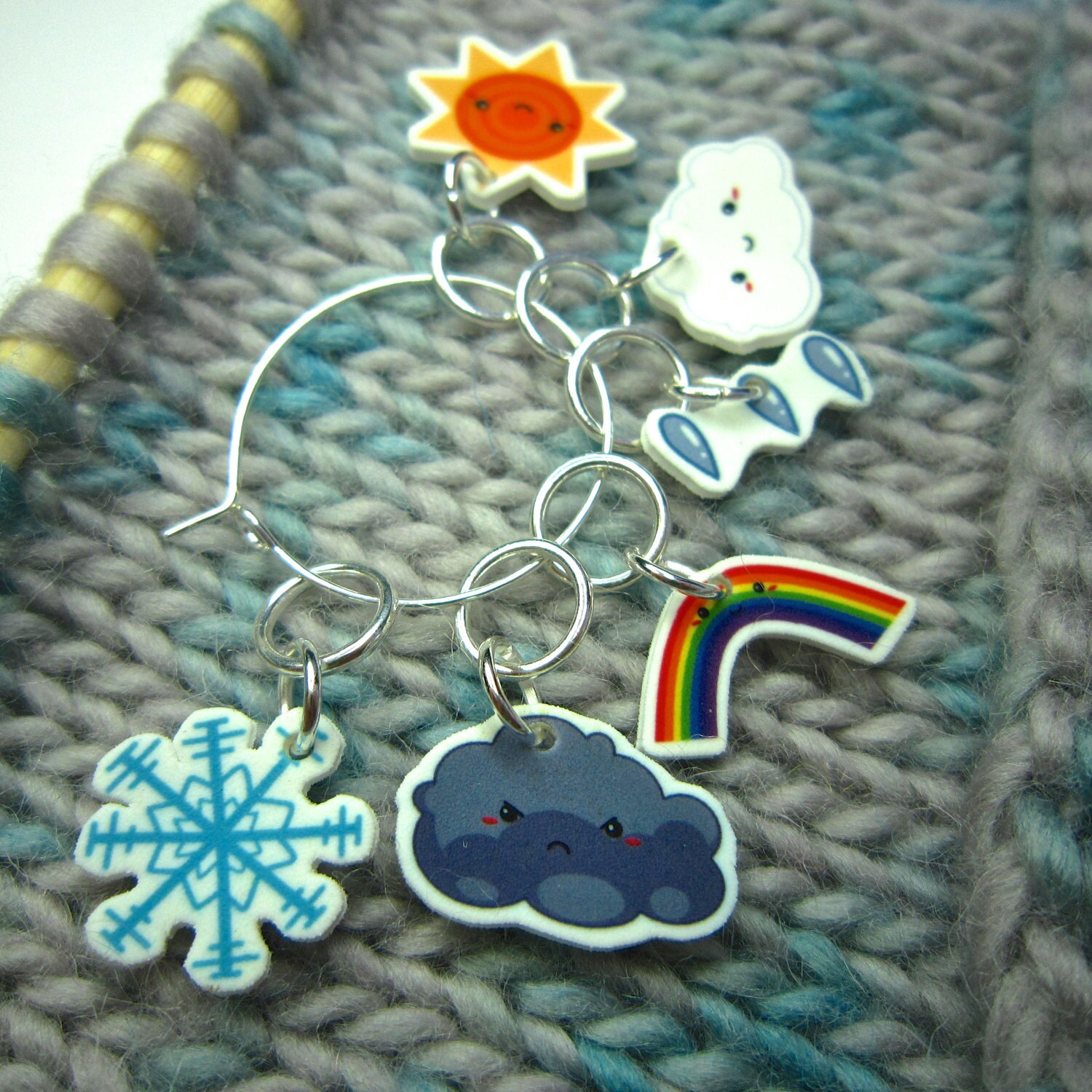 Weather Stitch Marker Set of 6 Rainbow Sun Cloud Stitch | Etsy