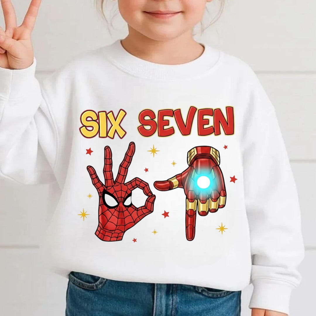 Six Seven Funny Superhero Hands PNG, Kids Birthday Shirt Design ...