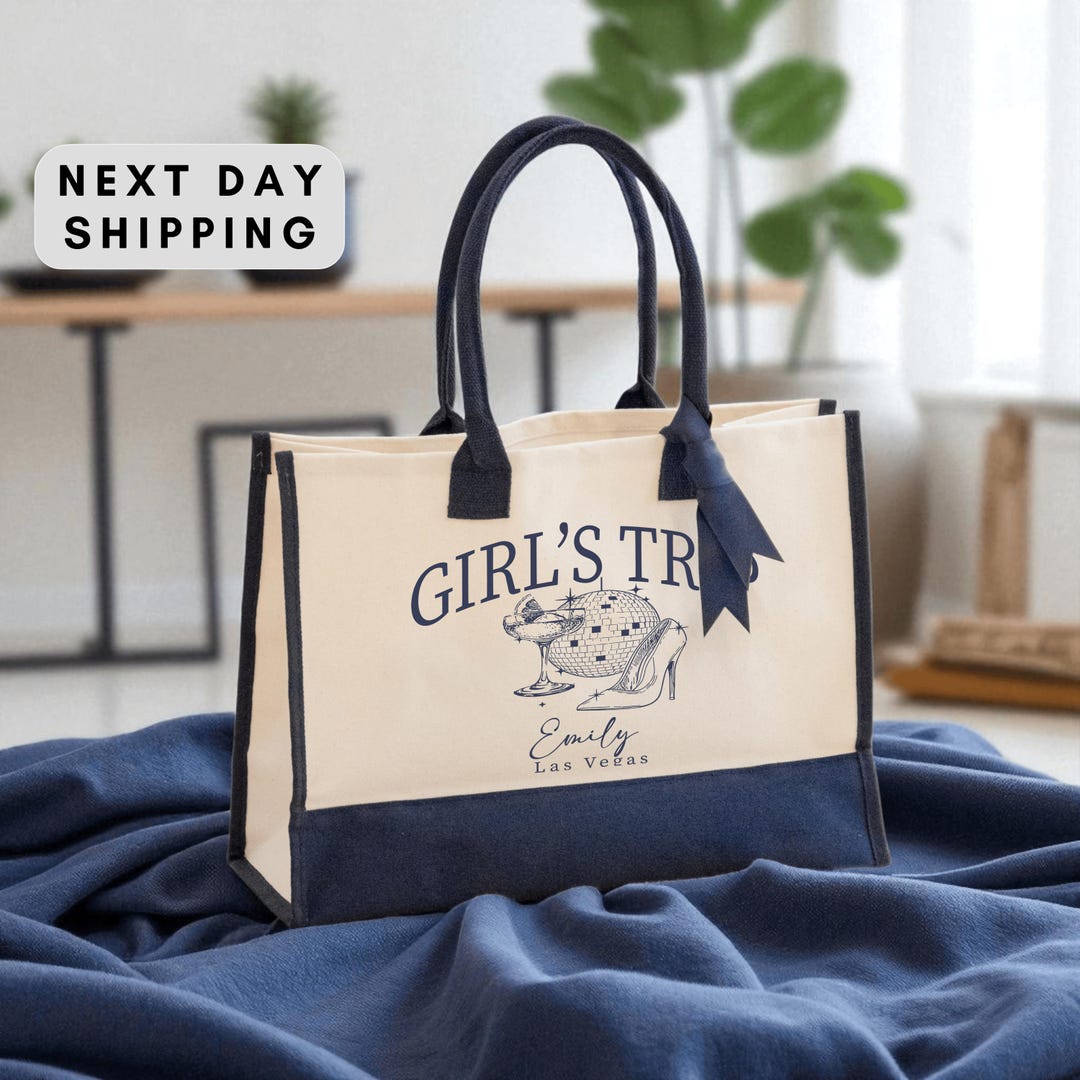Personalized Girls Trip Tote Bag, Custom Ladies Vacation Gift, Traveler ...
