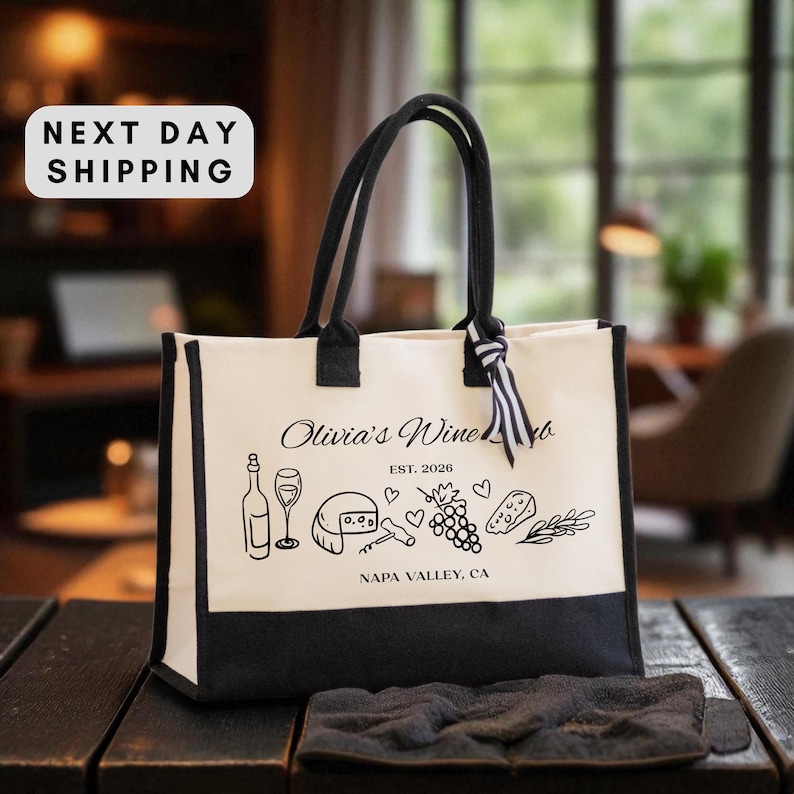 Personalized Wine Club Tote Bag, Sommelier Wine Tasting Bag, Wine Party ...