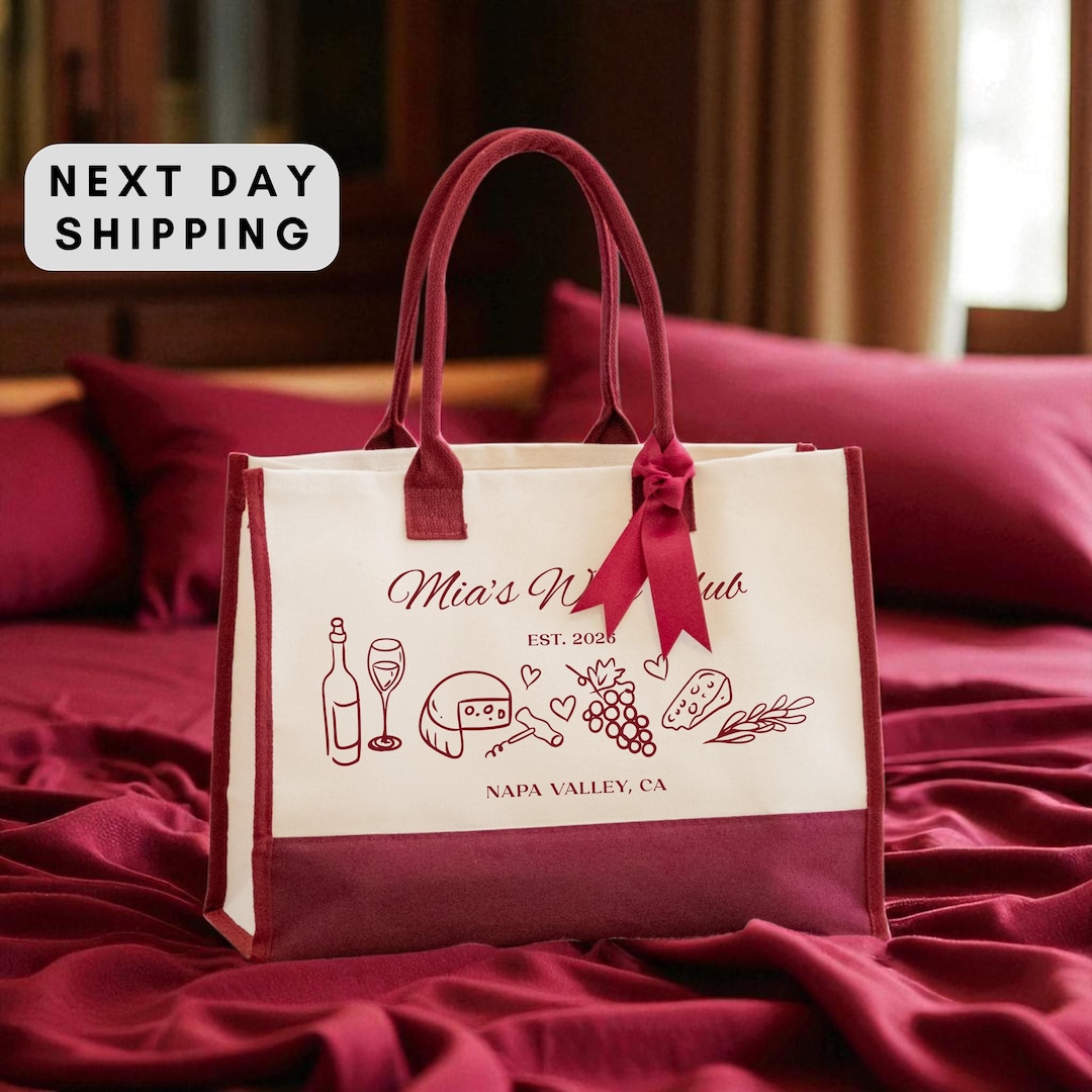 Personalized Wine Club Tote Bag, Sommelier Wine Tasting Bag, Wine Party ...