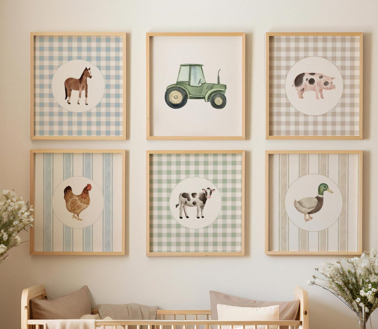 Farm Animal Wall Art Nursery Prints Set of 6 | Rustic Neutral Farm ...