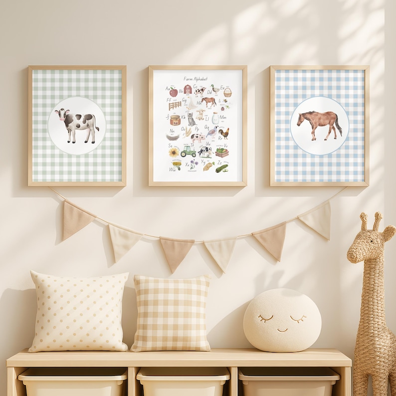 Farm Animal Alphabet Print: Rustic Nursery ABC Wall Art (digital ...