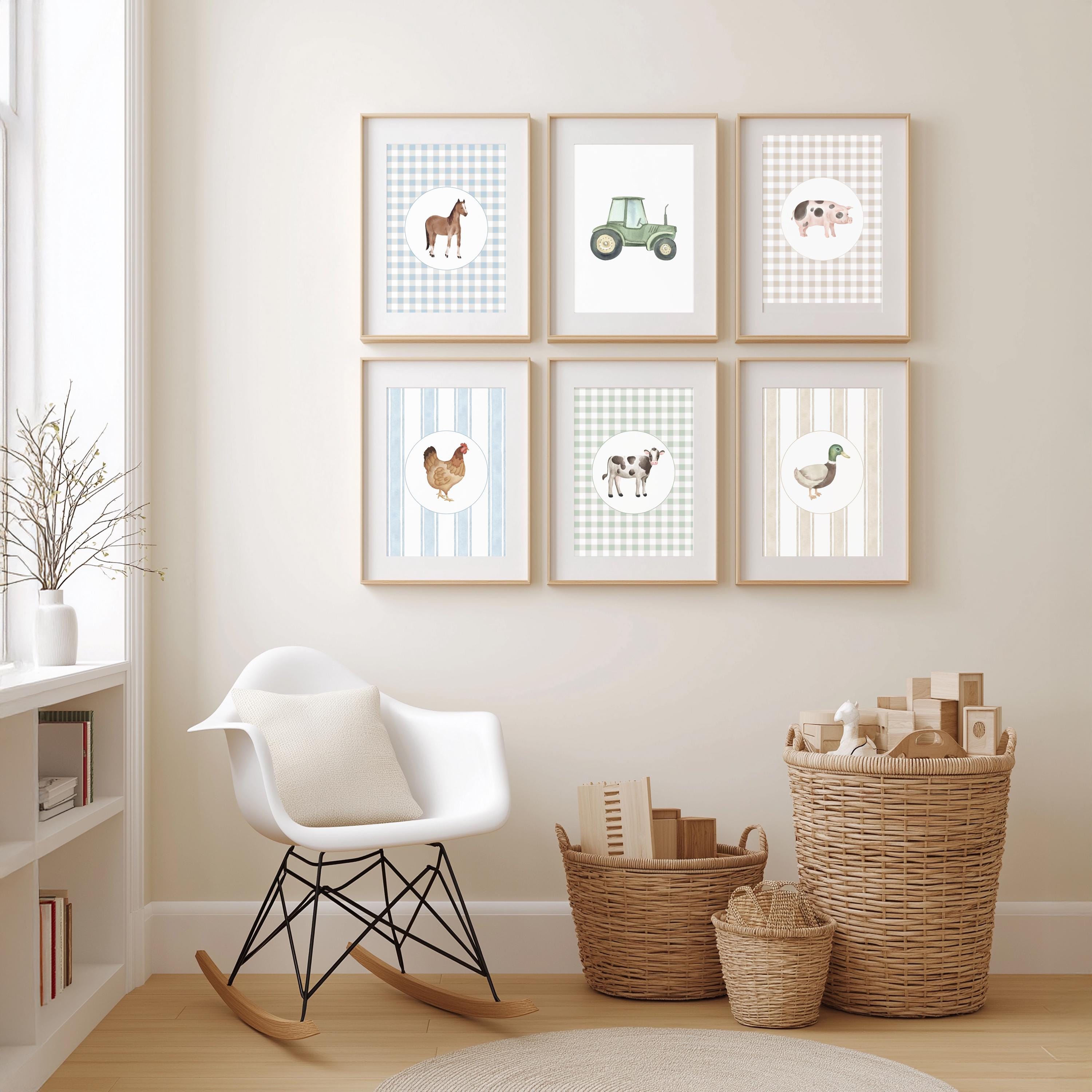 Farm Animal Wall Art Nursery Prints Set of 6 | Rustic Neutral Farm ...