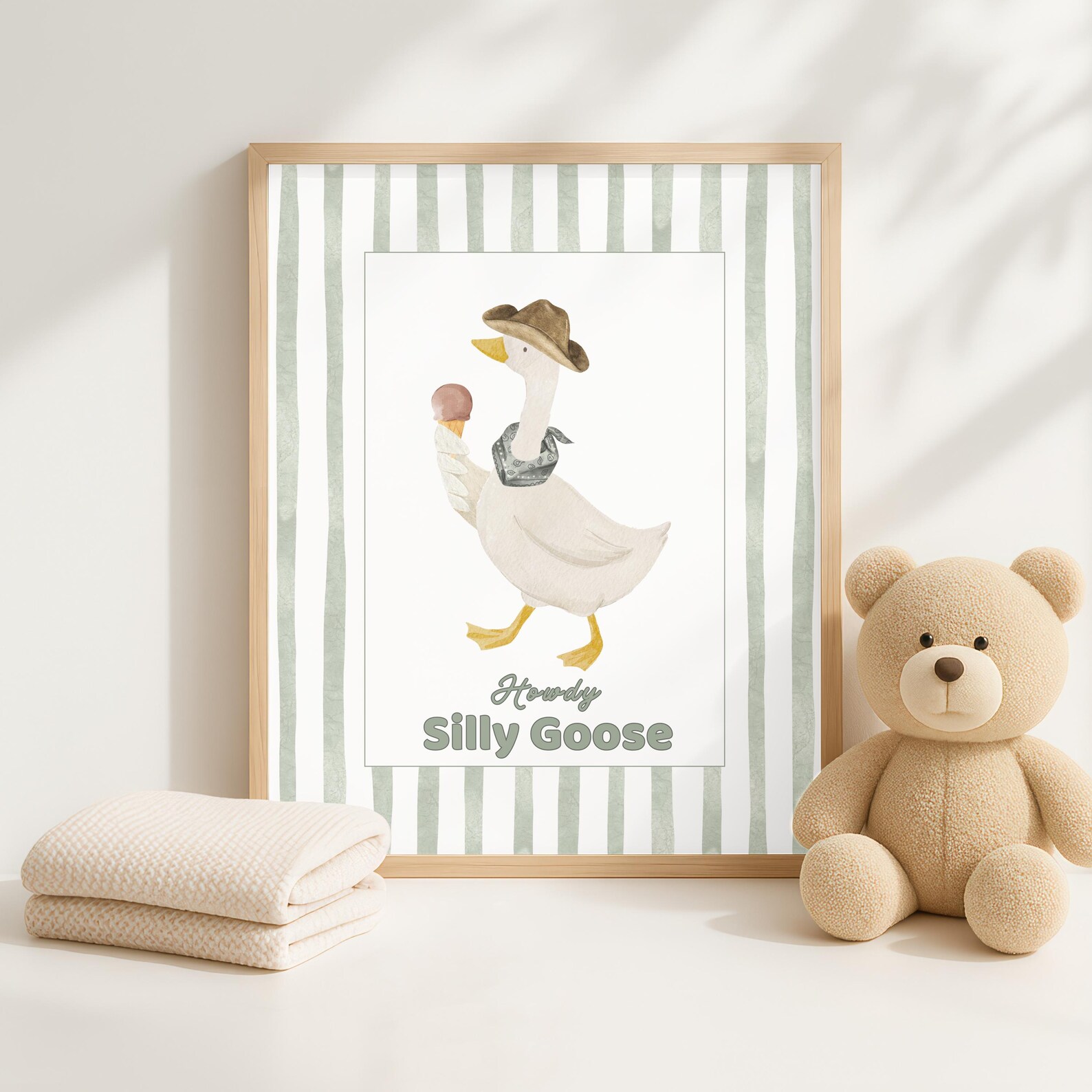Howdy Silly Goose Wall Art | Cowboy Goose Print With Ice Cream Cone ...