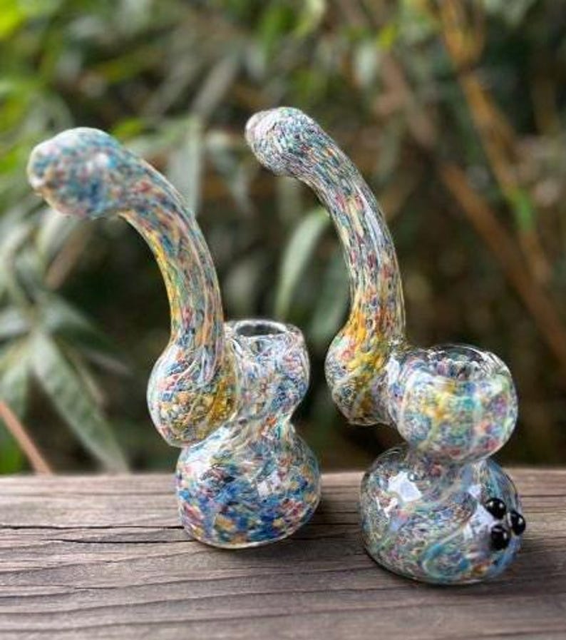 Rainbow Bubbles Fritted Glass Hammer Pipe, Stand up Sherlock Pipe ...