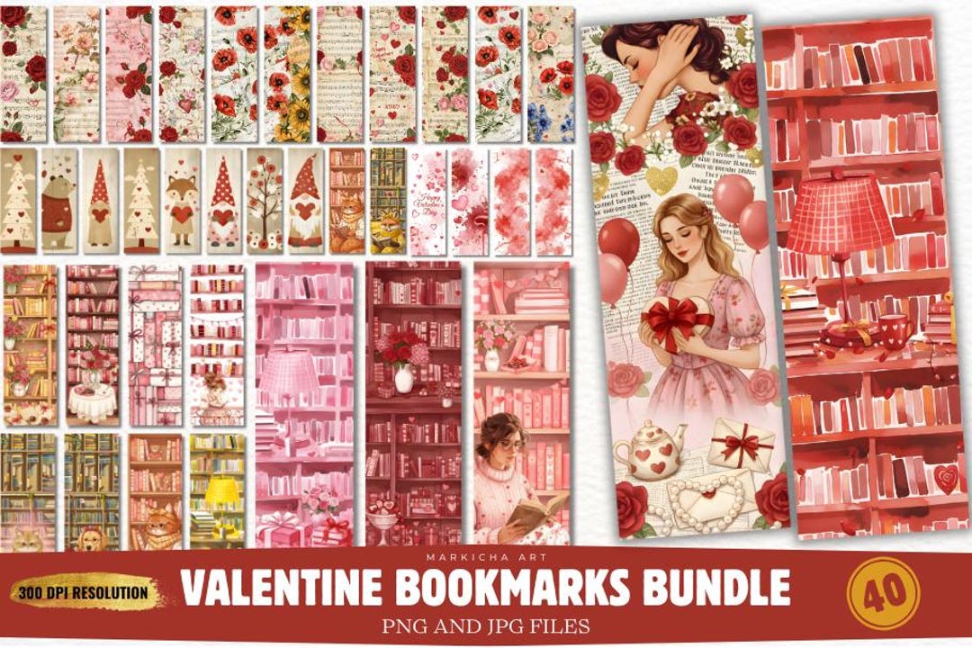 Valentine Bookmarks Png Bundle, Valentine Day Bookmarks Bundle - Etsy