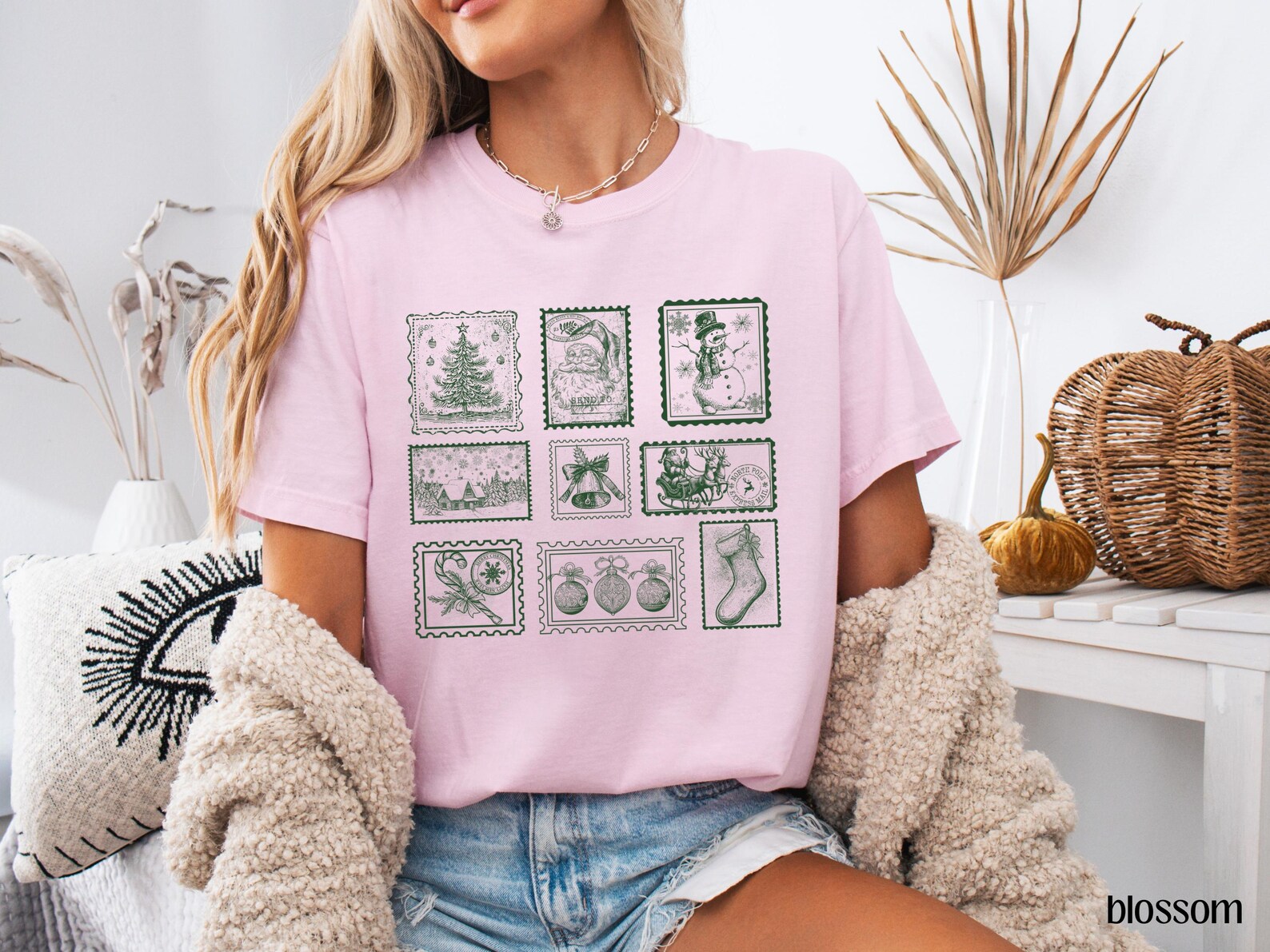 Retro Christmas Postage Stamp Shirt, Vintage Santa Stamps, Family ...