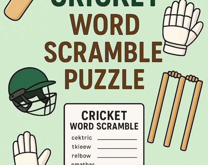 Cricket Word Scramble Puzzle | Printable Game With Answer Key (8.5x11 ...