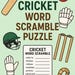 Cricket Word Scramble Puzzle | Printable Game With Answer Key (8.5x11 ...