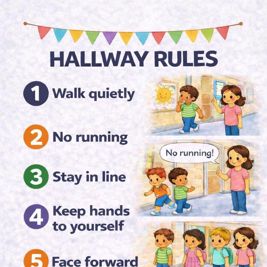 Hallway Rules Poster| School Behavior Chart| Classroom Management ...