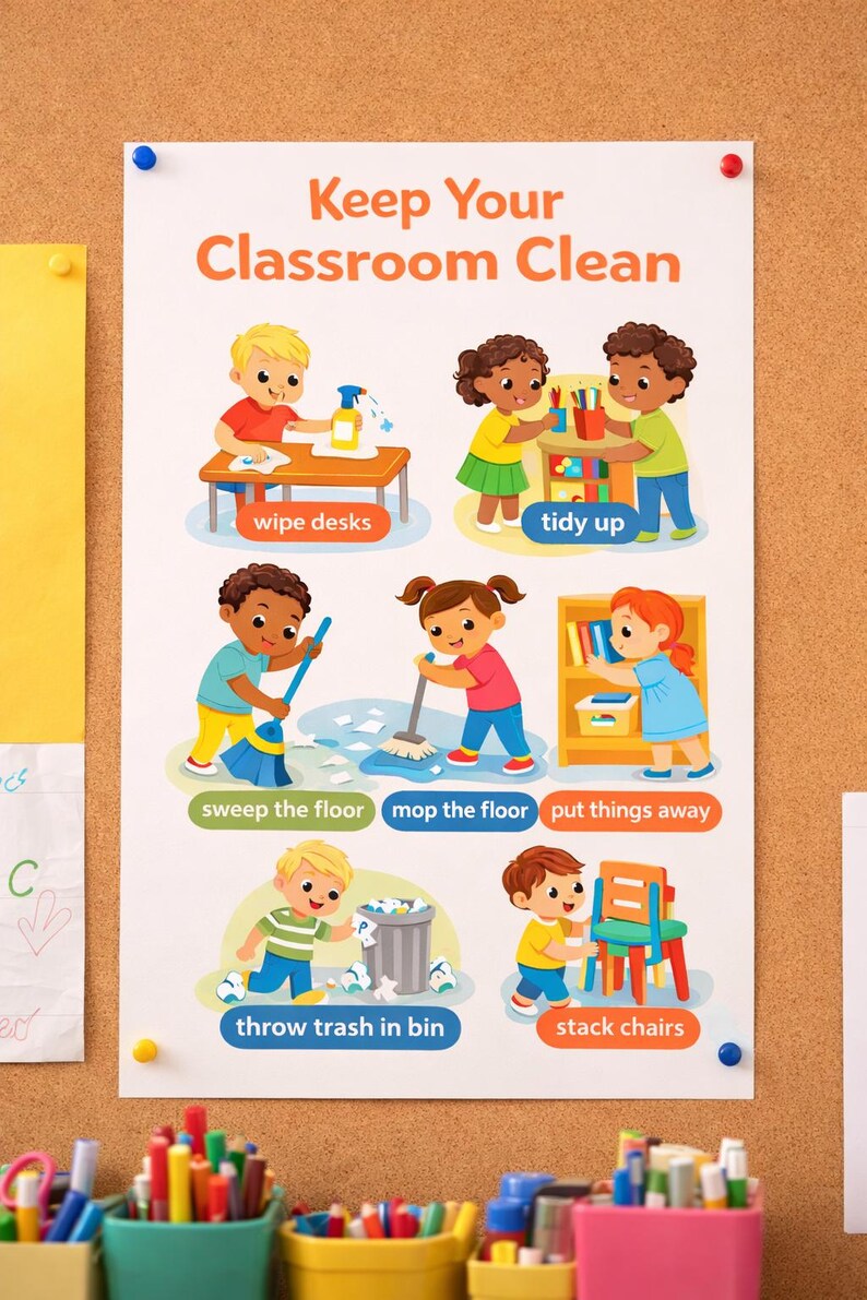 Classroom Cleanliness Poster Printable| Keep Your Classroom Clean Chart ...