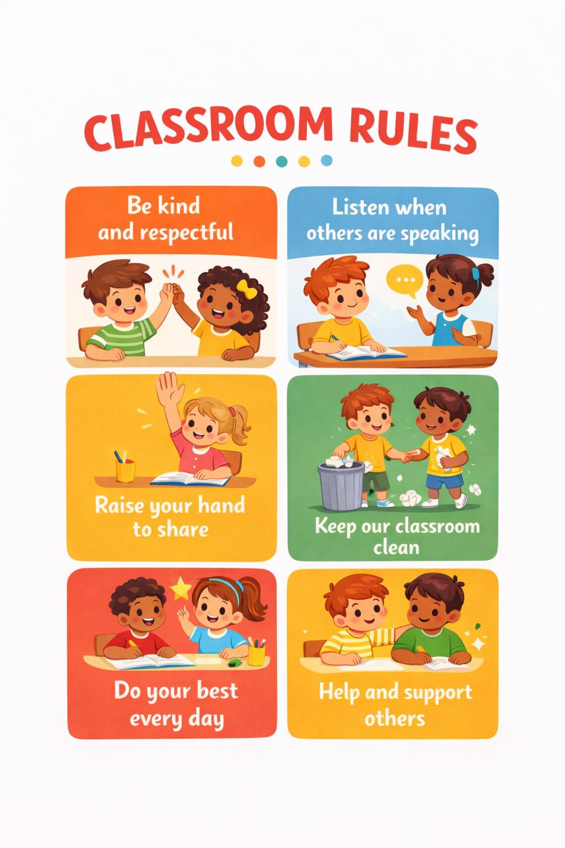 Póster imprimible de reglas del aula / Arte infantil para el aula ...