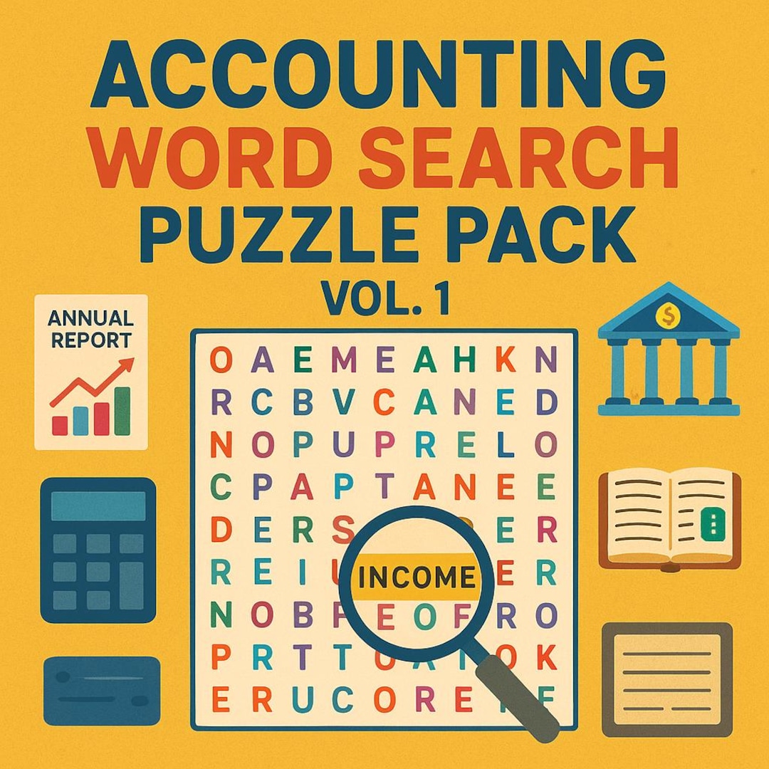 Accounting Word Search Puzzle Pack Vol 1| 5 Categories| 50 Words ...