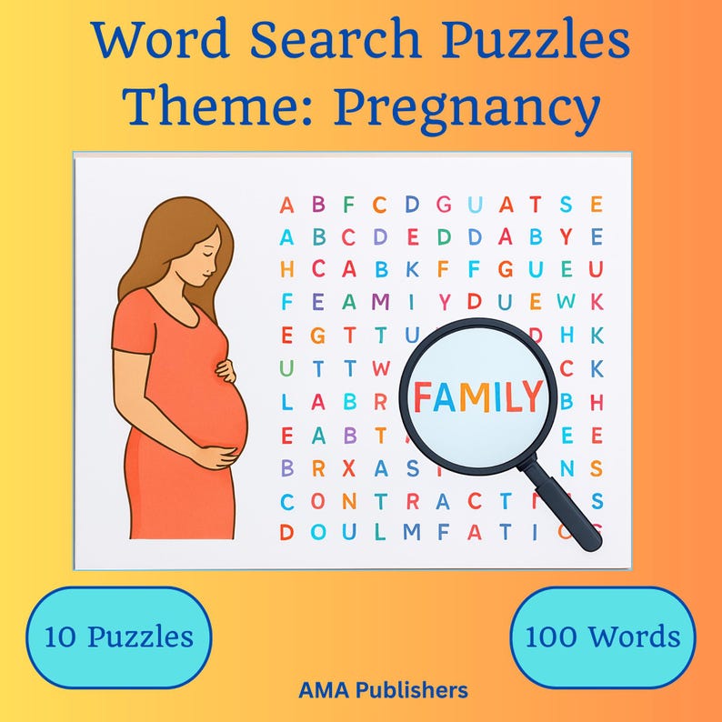 Pregnancy Word Search Puzzle Pack: Relaxing Mom-to-be Activity ...
