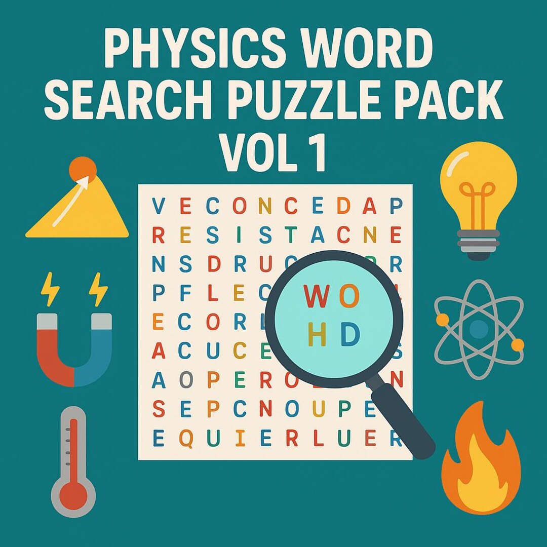Physics Word Search Puzzle Pack Vol 1| 5 Categories 50 Words| Printable ...