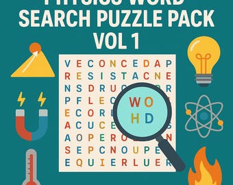 Physics Word Search Puzzle Pack Vol 1| 5 Categories 50 Words| Printable ...