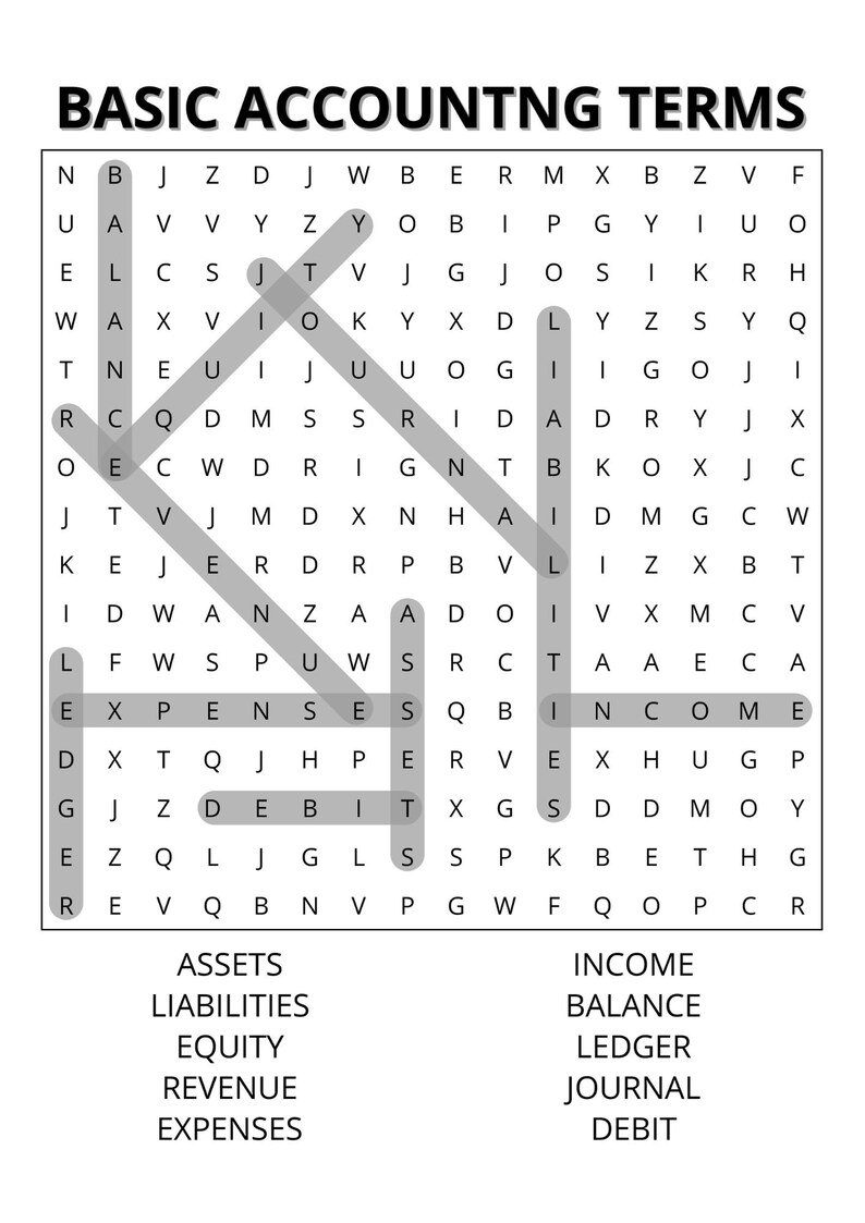 Accounting Word Search Puzzle Pack Vol 1| 5 Categories| 50 Words ...
