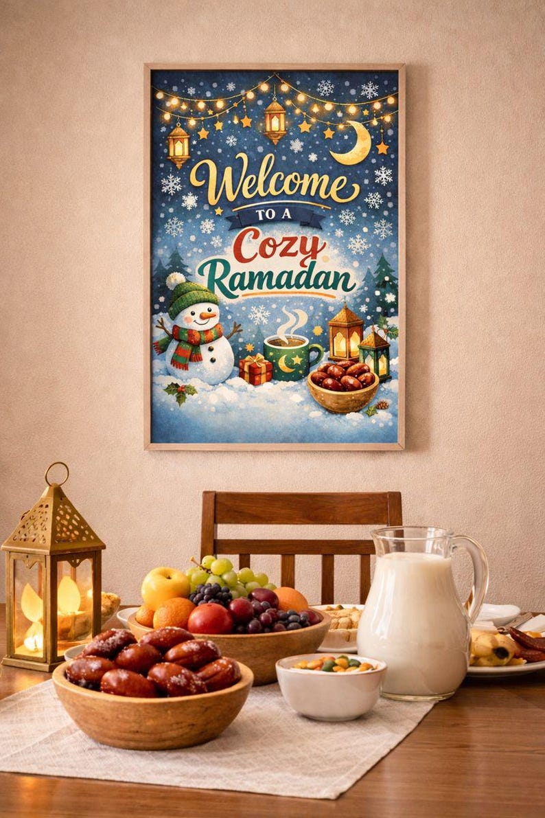 Welcome to a Cozy Ramadan Printable Poster| Winter Ramadan Wall Art ...